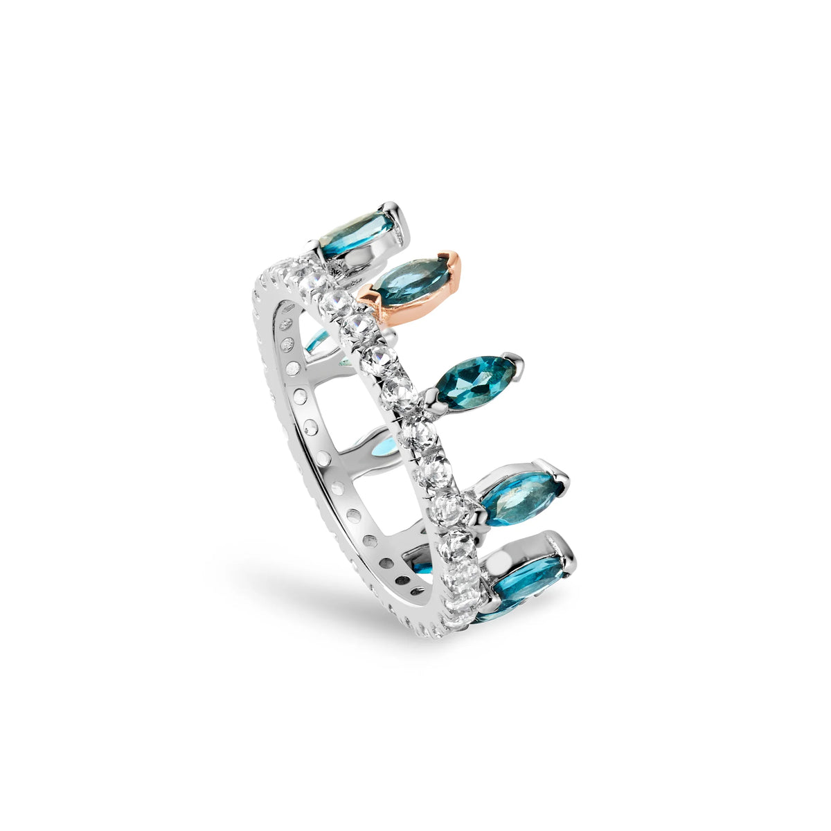 Clogau® Celebration Crown Silver and London Blue Topaz Ring 3SATA0787 ...